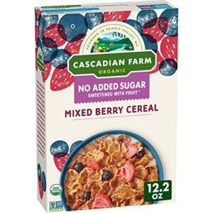 cascadian farm organic mixed berry cereal, no added sugar, 12.2 oz