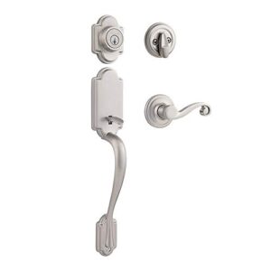 kwikset arlington single cylinder handleset w/lido lever featuring smartkey® in satin nickel