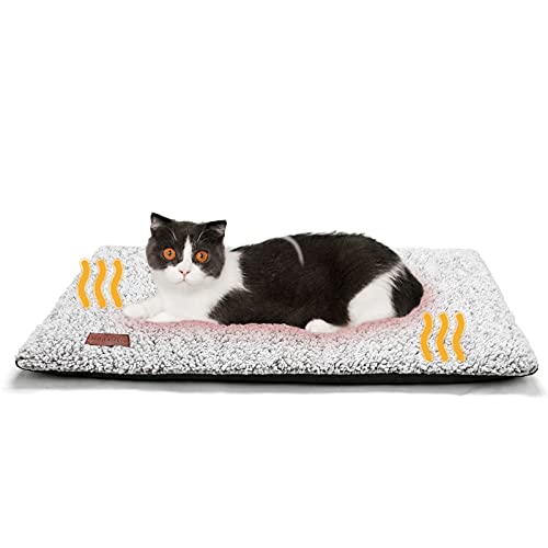 Self Warming Cat Bed Self Heating Cat Dog Mat 24 x 18 inch Extra Warm Thermal Pet Pad for Indoor Outdoor Pets with Removable Cover Non-Slip Bottom Washable