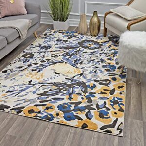 Rugs America Ivory Blue Floral Transitional Rug Blue Honey VA10A 2'0"X4'0" Area Rug