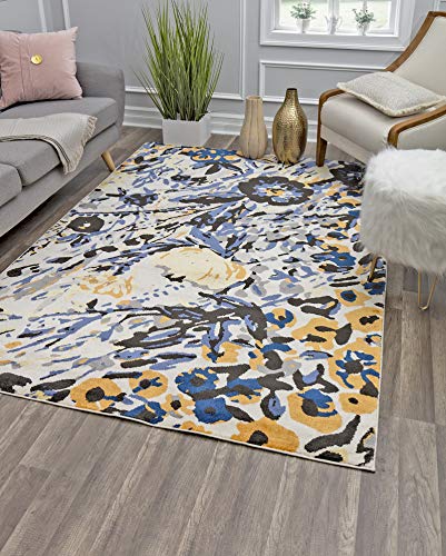 Rugs America Ivory Blue Floral Transitional Rug Blue Honey VA10A 2'0"X4'0" Area Rug