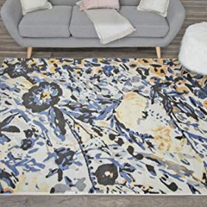 Rugs America Ivory Blue Floral Transitional Rug Blue Honey VA10A 2'0"X4'0" Area Rug