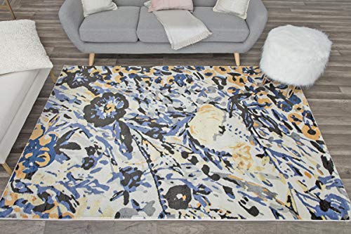 Rugs America Ivory Blue Floral Transitional Rug Blue Honey VA10A 2'0"X4'0" Area Rug