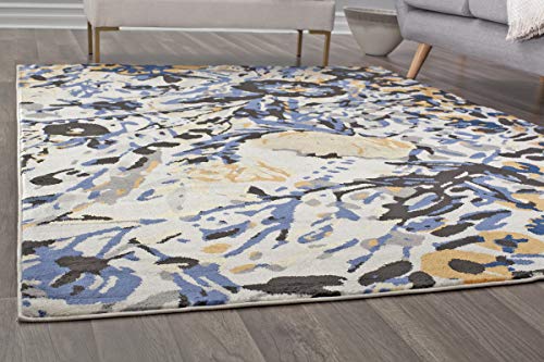 Rugs America Ivory Blue Floral Transitional Rug Blue Honey VA10A 2'0"X4'0" Area Rug