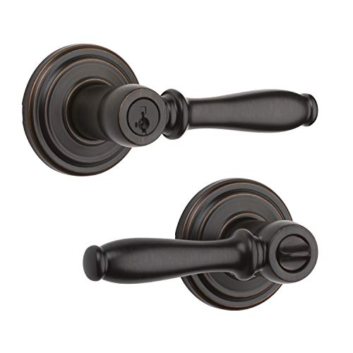 Kwikset 97402-859 Ashfield Entry Lever Featuring Smartkey Re-Key Security, Venetian Bronze