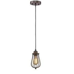 Chloe Lighting CH858020RB05-DP1 Industrial Industrial-Style 1 Light Rubbed Bronze Ceiling Mini Pendant 5" Shade