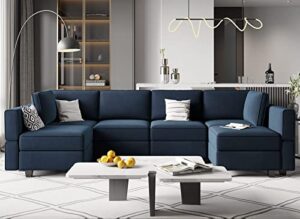 belffin modular sectional sofa u shaped couch with storage seat reversible sectional sofa couch with chaise velvet blue