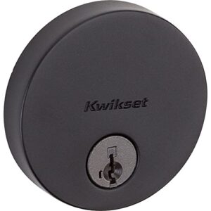 kwikset 258 uptown door deadbolt, round contemporary low profile keyed one side low profile deadbolt featuring smartkey security in matte black