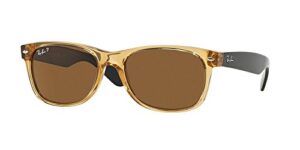 ray-ban rb 2132 945/57 55mm new wayfarer honey w/ crystal brown polarized lens