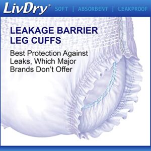 LivDry Adult Incontinence Underwear, Extra Absorbency Adult Diapers, Leak Protection, Large, 72-Pack