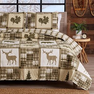 Great Bay Home Lodge Bedspread King Size Quilt with 2 Shams. Cabin 3-Piece Reversible All Season Quilt Set. Rustic Quilt Coverlet Bed Set. Stonehurst Collection.