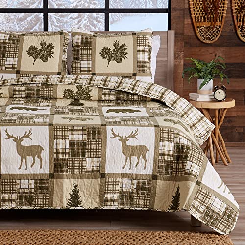 Great Bay Home Lodge Bedspread King Size Quilt with 2 Shams. Cabin 3-Piece Reversible All Season Quilt Set. Rustic Quilt Coverlet Bed Set. Stonehurst Collection.