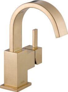 delta faucet vero single hole bathroom faucet, gold bathroom faucet, single handle bathroom faucet, metal drain assembly, champagne bronze 553lf-cz,4.78 x 6 x 7.78 inches