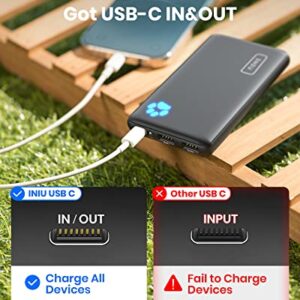 INIU Portable Charger, Slimmest 10000mAh 5V/3A Power Bank, USB C in&out High-Speed Charging Battery Pack, External Phone Powerbank Compatible with iPhone 14 13 12 11 Samsung S22 S21 Google LG iPad etc