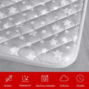 Dog Bed Covers Replacement Washable Pet Hair Easy to Remove, Waterproof Dog Bed Covers Noiseless Quilted, Pet Bed Cover Lovely Grey Star Print, Puppy Bed Cover 27x36 Inches, for Dog/Cat, Cover Only