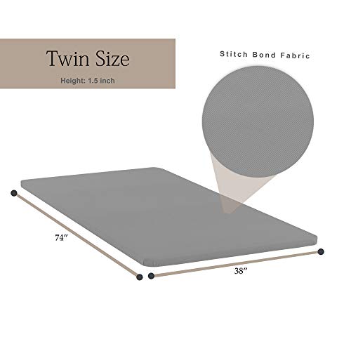 Spinal Solution 2-Inch Wood Fully Assembled Bunkie Board for Mattress/Bed Support, Twin, Grey Size, Beige