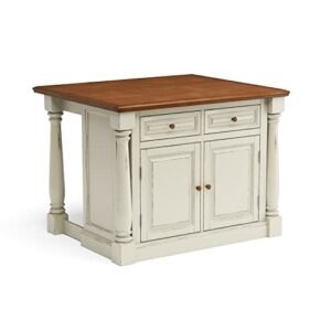 Homestyles Monarch Kitchen Island Set, With 2 Stools, Off-White