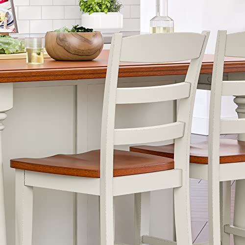 Homestyles Monarch Kitchen Island Set, With 2 Stools, Off-White