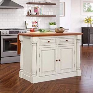 Homestyles Monarch Kitchen Island Set, With 2 Stools, Off-White