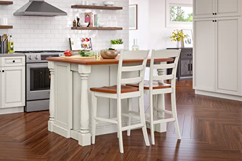 Homestyles Monarch Kitchen Island Set, With 2 Stools, Off-White