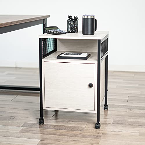 Miereirl File Cabinet Mobile Filing Cabinet with Wheels Open Door Storage Shelf Printer Stand fits A4 or Letter Size for Home Office (Light Grey)