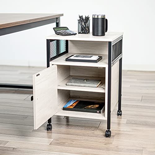 Miereirl File Cabinet Mobile Filing Cabinet with Wheels Open Door Storage Shelf Printer Stand fits A4 or Letter Size for Home Office (Light Grey)