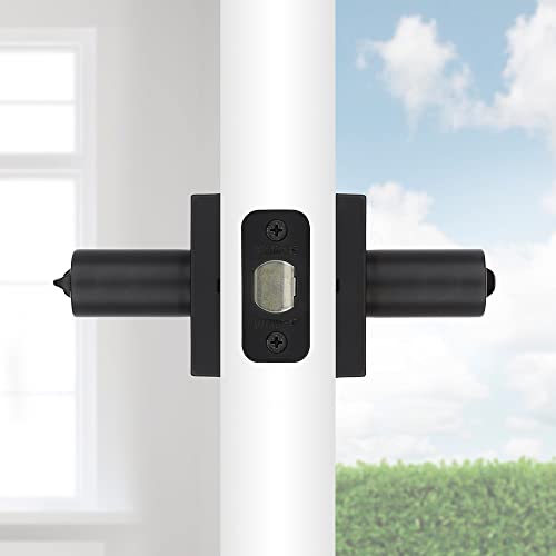 Kwikset Lisbon Keyed Entry Lever with Square Rose Featuring SmartKey Security in Matte Black