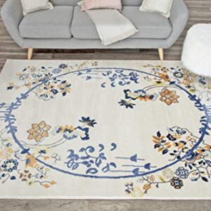 Rugs America Ivory Blue Floral Transitional Rug Gold Magnolia VA20D 2'0"X4'0" Area Rug