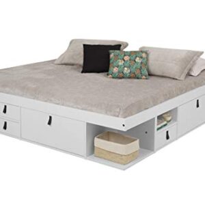 memomad Bali Storage Platform Bed with Drawers (King Size, Off White)