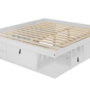 memomad Bali Storage Platform Bed with Drawers (King Size, Off White)