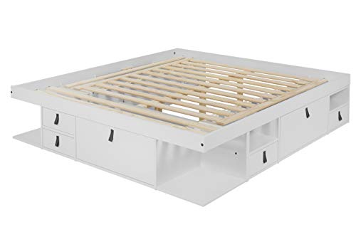 memomad Bali Storage Platform Bed with Drawers (King Size, Off White)