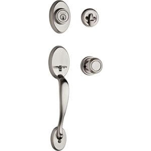 kwikset 800cexcn 15 smt cp chelsea single cylinder handle set with cameron knob featuring smartkey, satin nickel