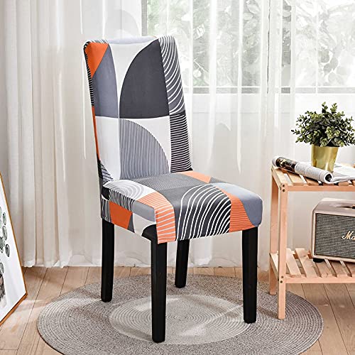 Geometric Dining Chair Cover Spandex Elastic Chair Slipcover Case Stretch Chair Covers for Wedding Dining Room A18 6pcs