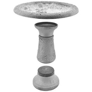 Arcadia Garden Products BB05 Stone Fiberclay Birdbath 19.5x10.25x20.5, Grey