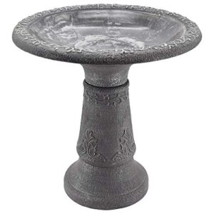 arcadia garden products bb05 stone fiberclay birdbath 19.5×10.25×20.5, grey