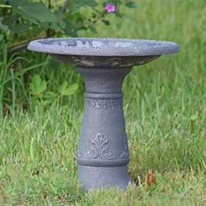 Arcadia Garden Products BB05 Stone Fiberclay Birdbath 19.5x10.25x20.5, Grey