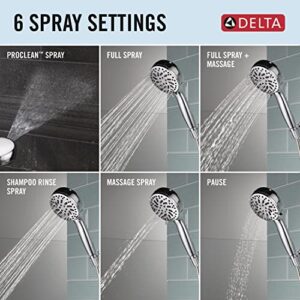 Delta Faucet ProClean Chrome Shower Head with Handheld, Showerhead with High Pressure Spray, Handheld Shower Head, 6 Spray Settings, Chrome 75740