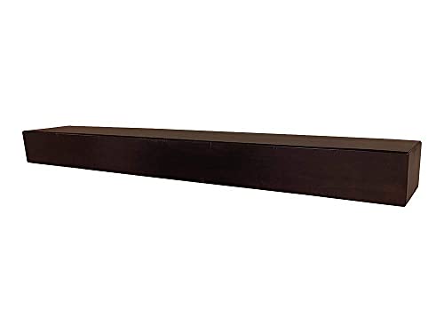 MANTELSDIRECT Dakota Floating Pine Wood Fireplace Mantel Shelf - Coffee Bean Color 72" Beautiful Wooden Rustic Shelf Perfect for Electric Fireplaces and More! Mantels Direct