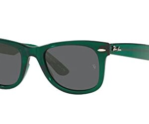 Ray-Ban RB2140 Original Wayfarer ColoRBlock Square Sunglasses, Transparent Green/Dark Grey, 50 mm