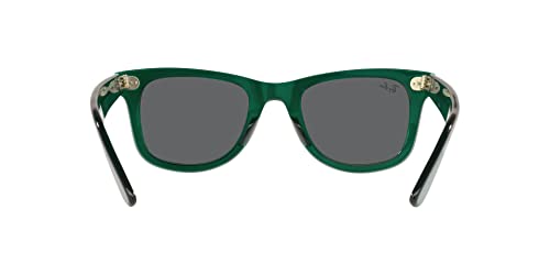 Ray-Ban RB2140 Original Wayfarer ColoRBlock Square Sunglasses, Transparent Green/Dark Grey, 50 mm