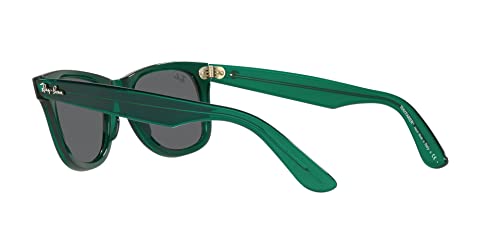 Ray-Ban RB2140 Original Wayfarer ColoRBlock Square Sunglasses, Transparent Green/Dark Grey, 50 mm