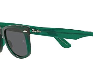 Ray-Ban RB2140 Original Wayfarer ColoRBlock Square Sunglasses, Transparent Green/Dark Grey, 50 mm