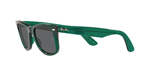 Ray-Ban RB2140 Original Wayfarer ColoRBlock Square Sunglasses, Transparent Green/Dark Grey, 50 mm