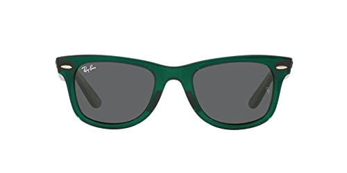 Ray-Ban RB2140 Original Wayfarer ColoRBlock Square Sunglasses, Transparent Green/Dark Grey, 50 mm