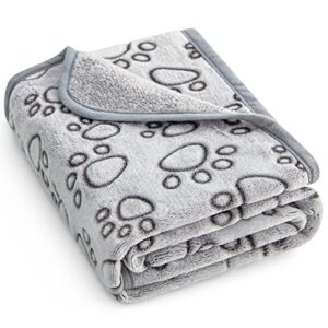 stuffed premium soft dog blanket, with flannel grey cute paw print, 40 * 32 inches