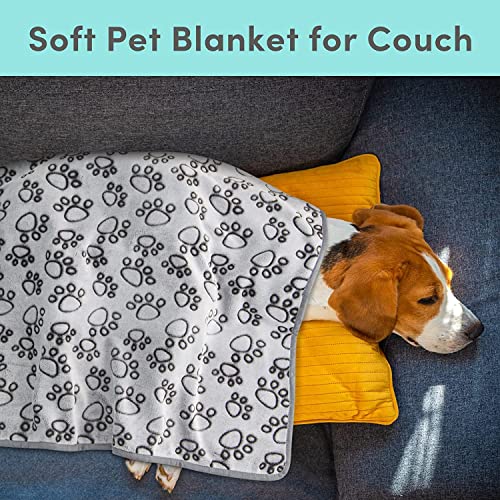 Stuffed Premium Soft Dog Blanket, with Flannel Grey Cute Paw Print, 40 * 32 inches