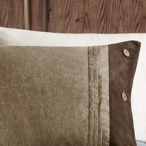 Madison Park Boone Cozy Comforter Set, Faux Suede, Deluxe Hotel Styling All Season Down Alternative Bedding Matching Shams, Decorative Pillow, King (104 in x 92 in), Rustic Brown 7 Piece