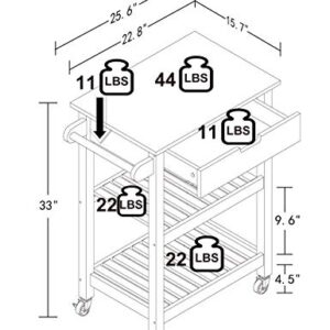 conifferism White Multipurpose Utility Cart,Butcher Block Kitchen Island on Wheels with Drawer, Farmhouse Islands with Storage Shelf for Small Places