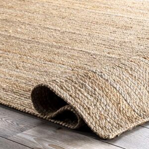 nuLOOM Rigo Hand Woven Farmhouse Jute Area Rug, 8' x 10', Natural