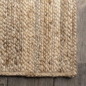 nuLOOM Rigo Hand Woven Farmhouse Jute Area Rug, 8' x 10', Natural